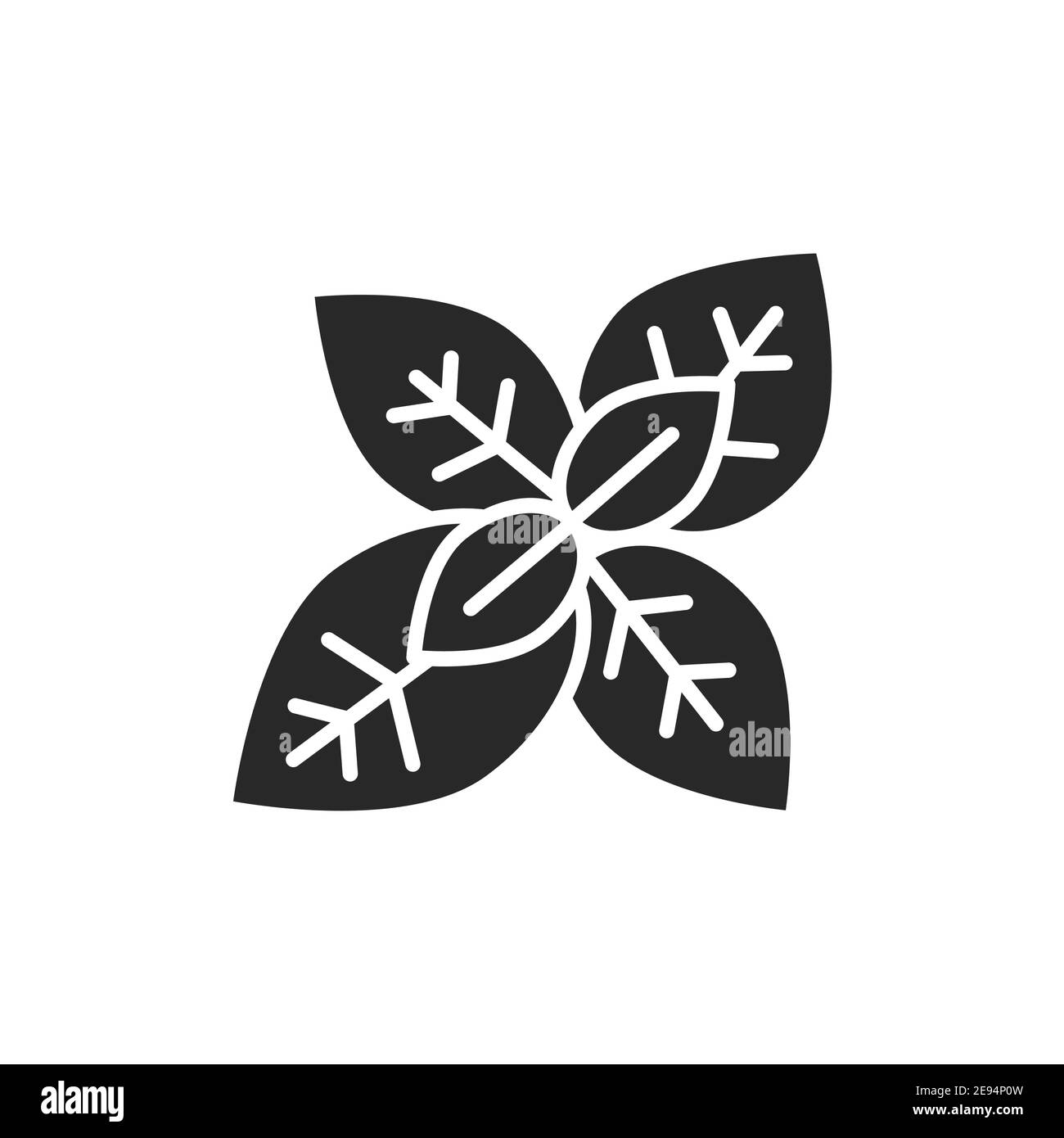 Basil black glyph icon. Spices product. Vector illustration Stock ...