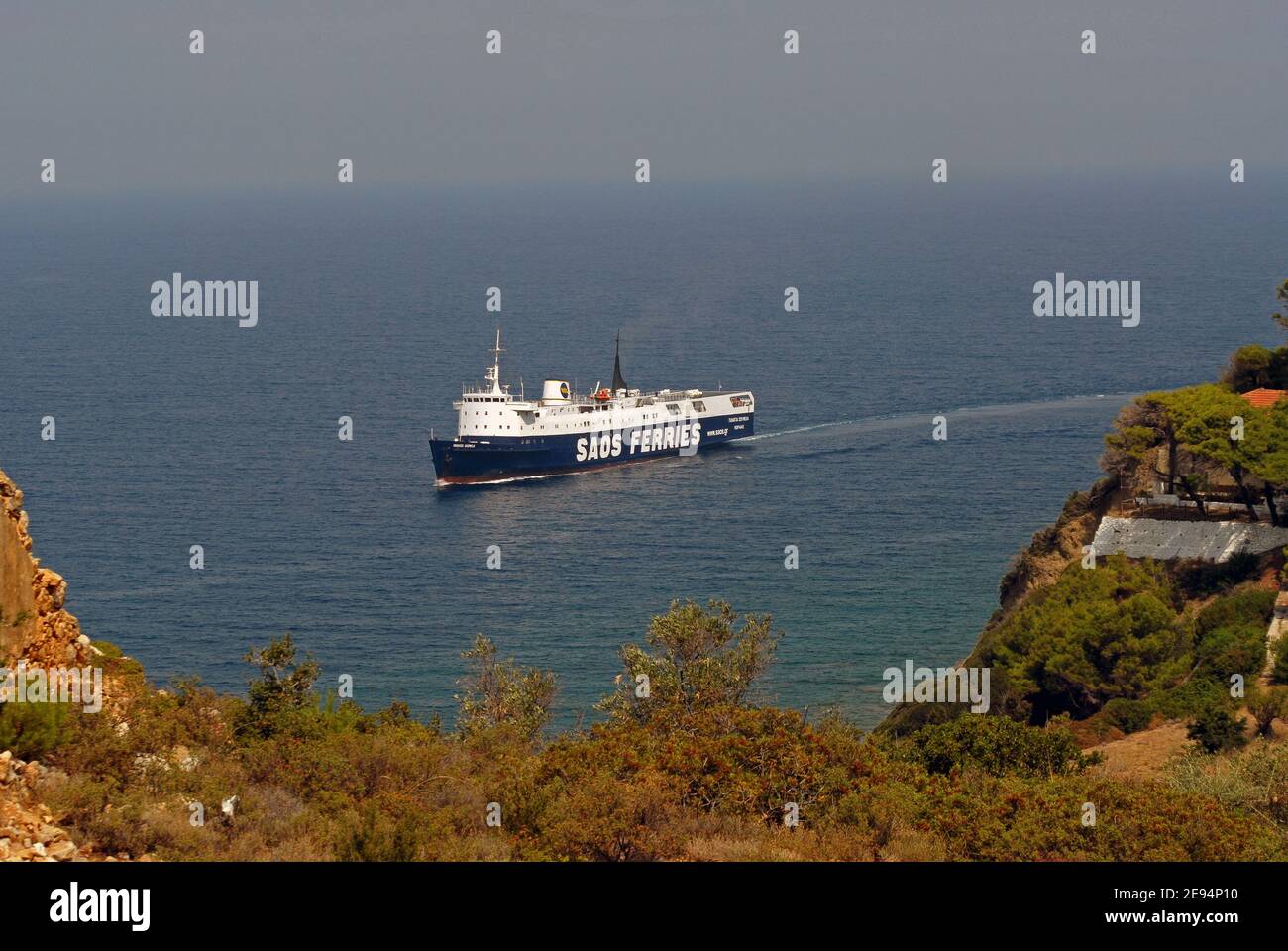 SAOS ferry PANAGIA SOUMELA (ex-LADY OF MANN) approaching the port of ...
