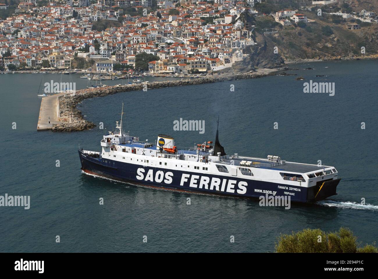 SAOS ferry PANAGIA SOUMELA (ex-LADY OF MANN) approaching the port of ...