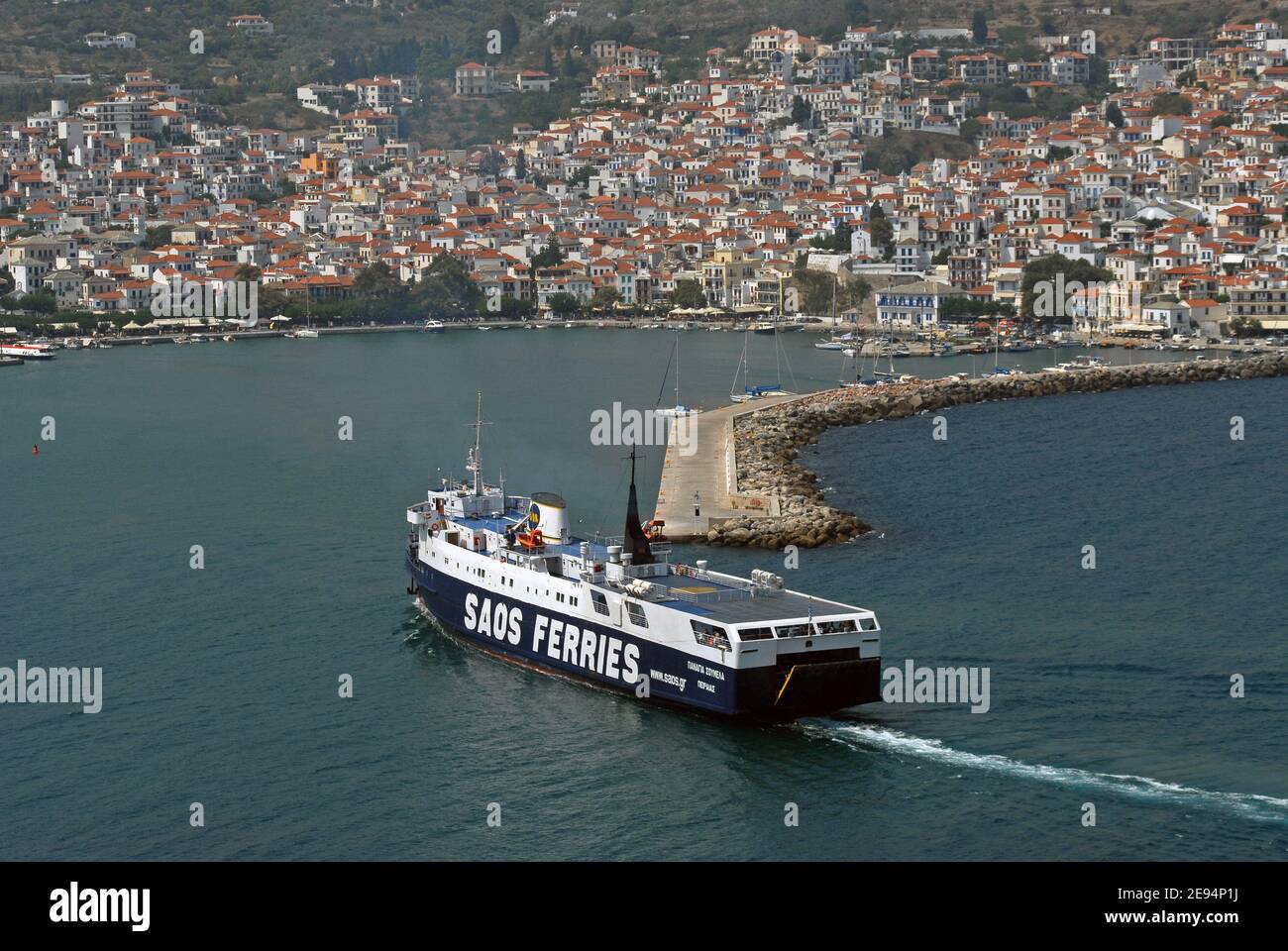 SAOS ferry PANAGIA SOUMELA (ex-LADY OF MANN) approaching the port of ...