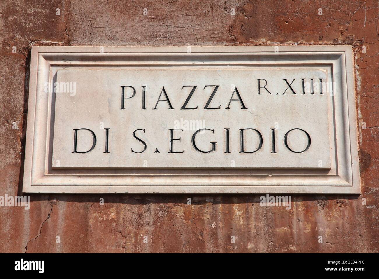 Piazza di San Egidio - old street sign in Rome, Italy Stock Photo - Alamy