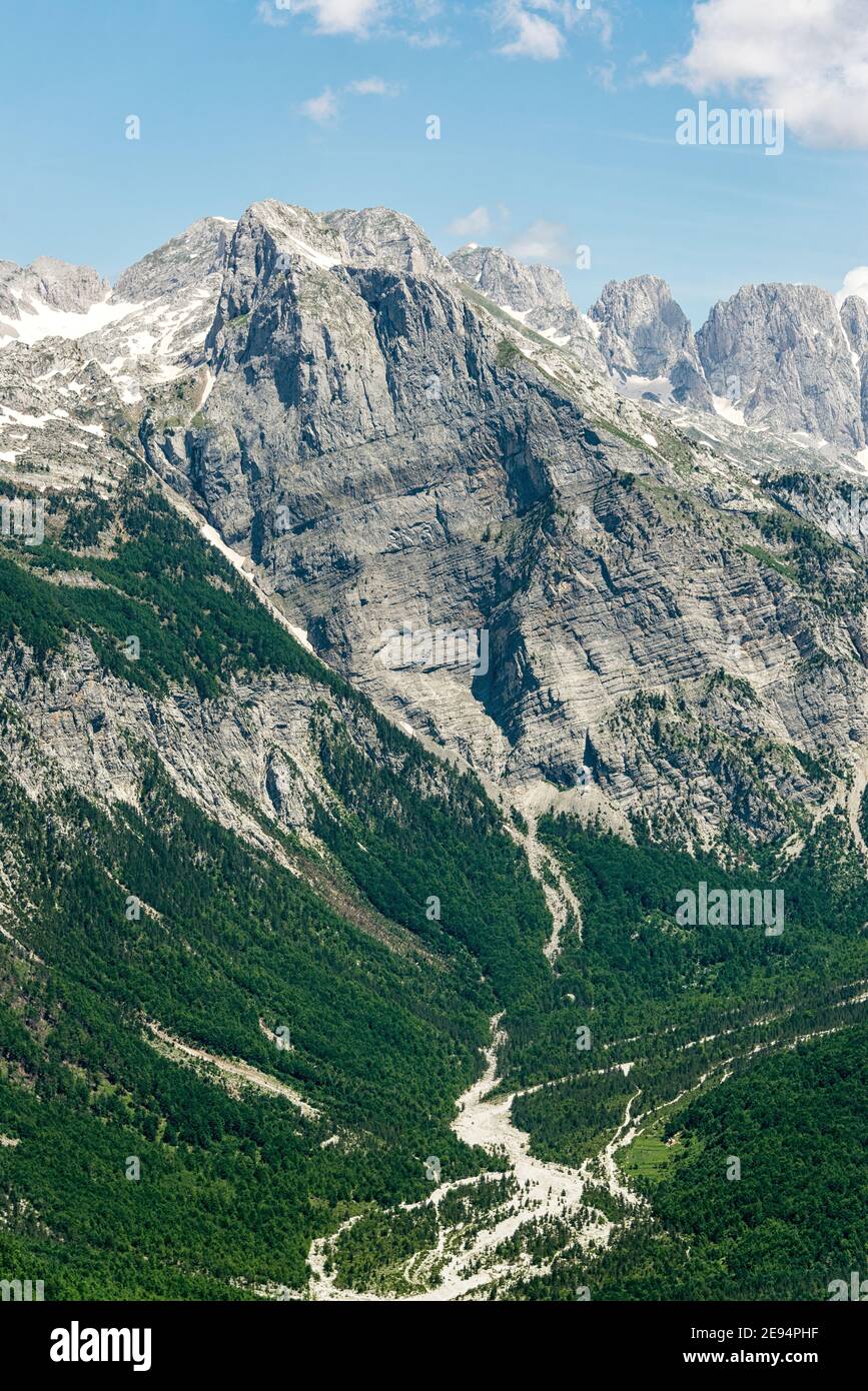 View the imposing Accursed Mountains, also called the Albanian Alps in ...