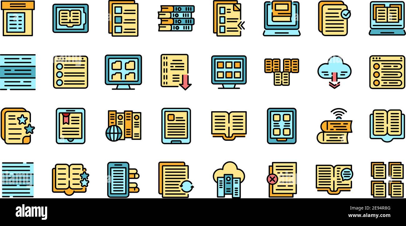 Electronic catalogs icons set. Outline set of electronic catalogs ...