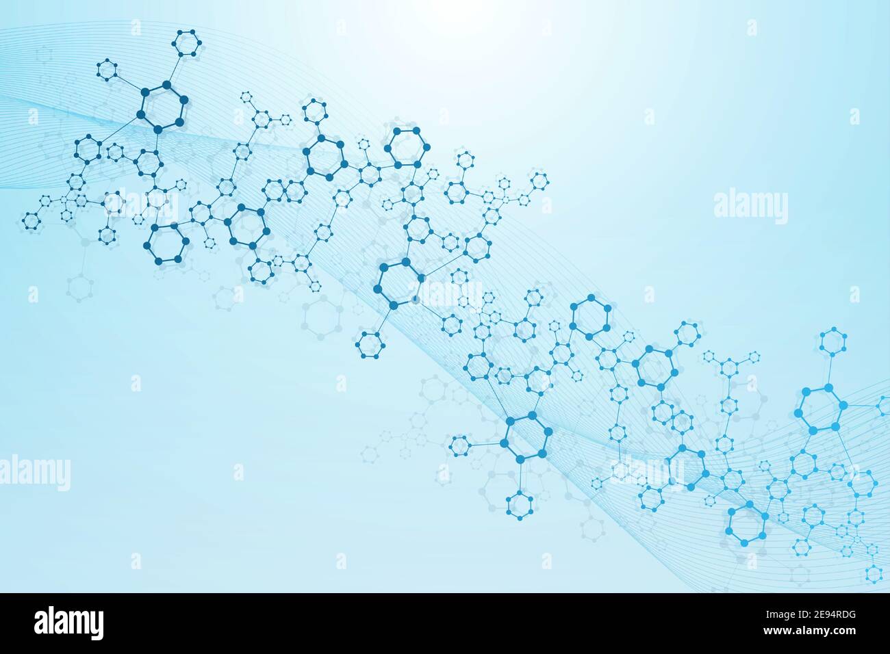 Science network pattern, connecting lines and dots. Technology hexagons ...