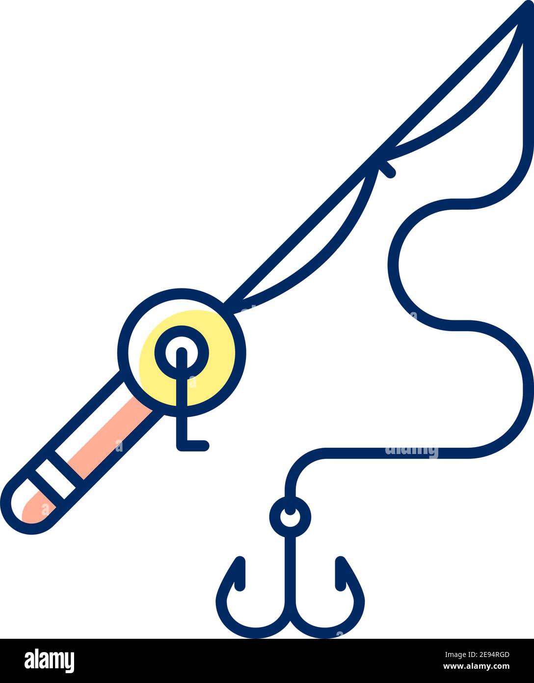 Fishing rod and reel RGB color icon Stock Vector Image & Art - Alamy