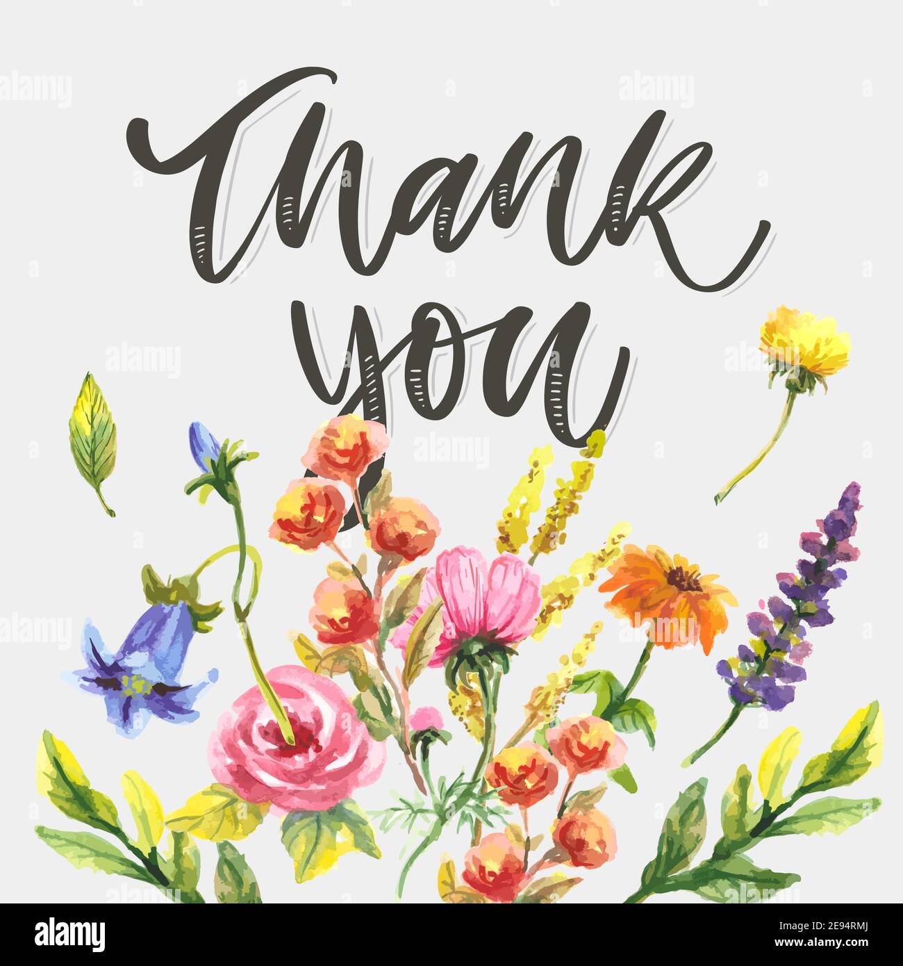 Cute Thank You Script Card Stock Vector Image & Art - Alamy