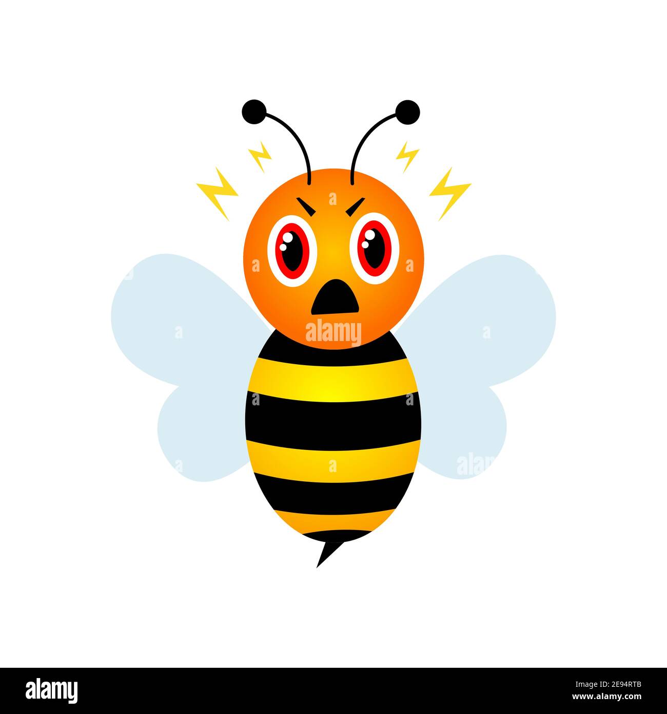 Angry bee mascot character. Vector flying bee isolated on white Stock ...
