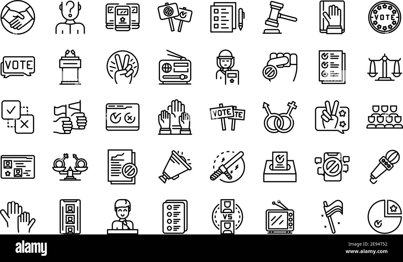 Democracy icons set. Outline set of democracy vector icons for web ...