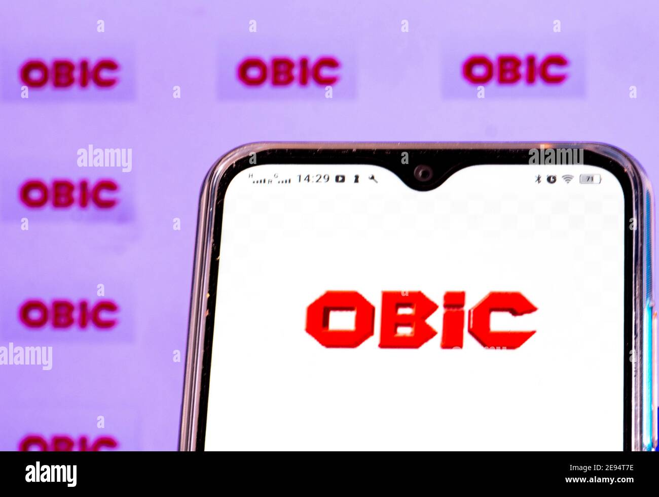 In this photo illustration, an OBIC Co., Ltd. logo seen displayed on a ...