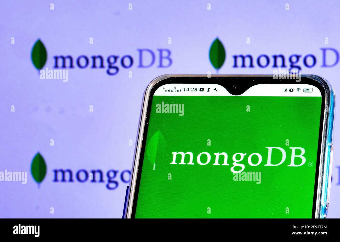In this photo illustration, a MongoDB logo seen displayed on a smartphone Stock Photo - Alamy
