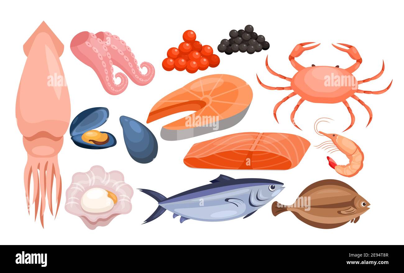 Fresh snack salmon shrimp Stock Vector Images - Alamy