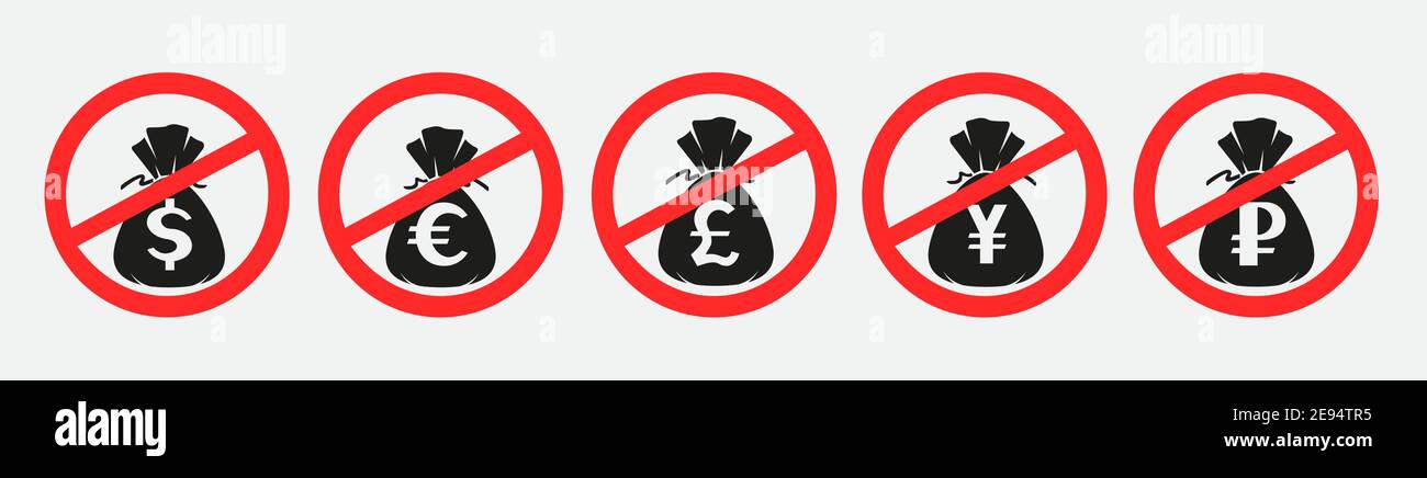 money pay prohibition sign symbol set Stock Vector Image & Art - Alamy