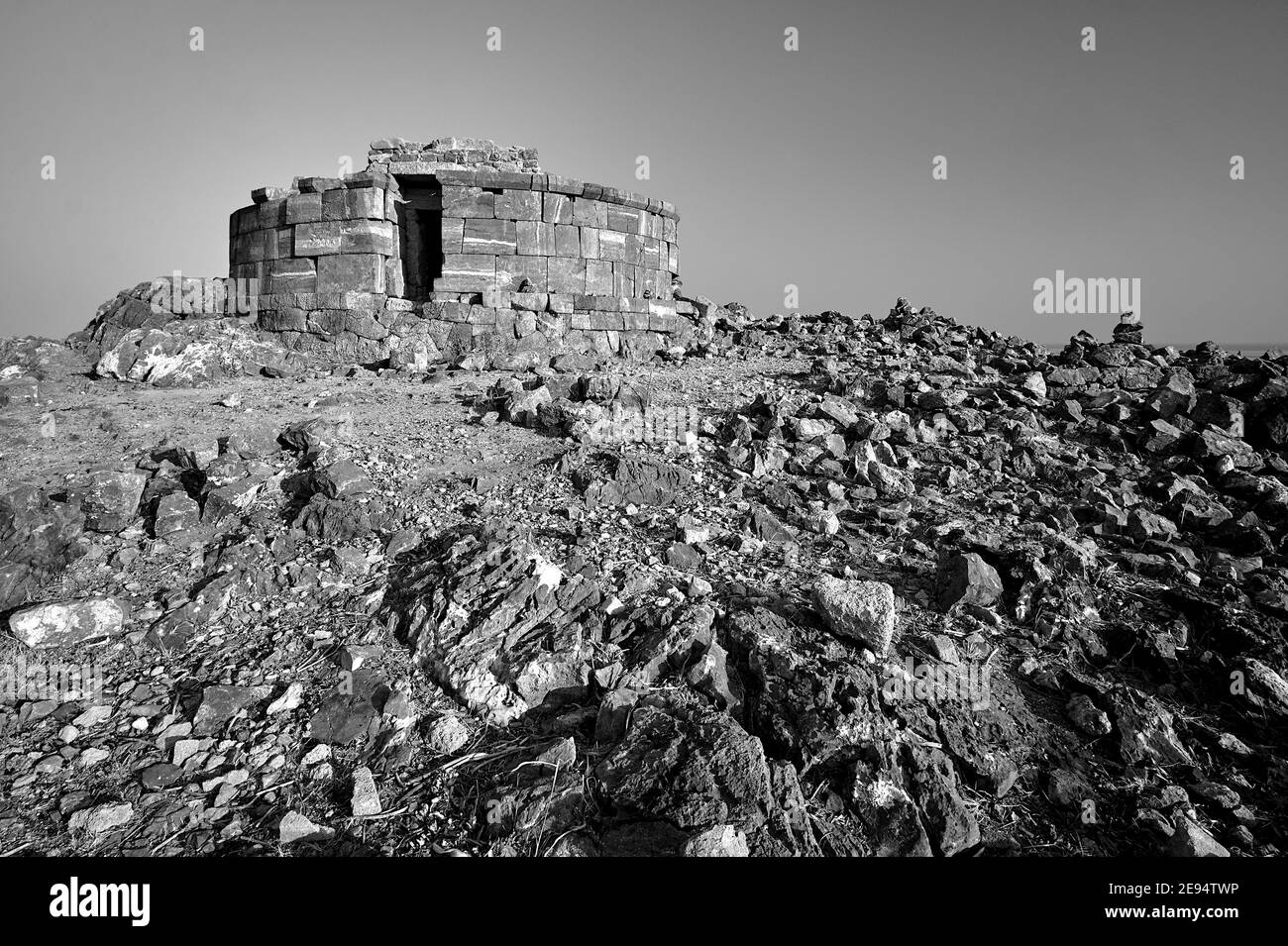 Stone tomb of Kleobulus on the Greek island of Rhodes, monochrome Stock ...