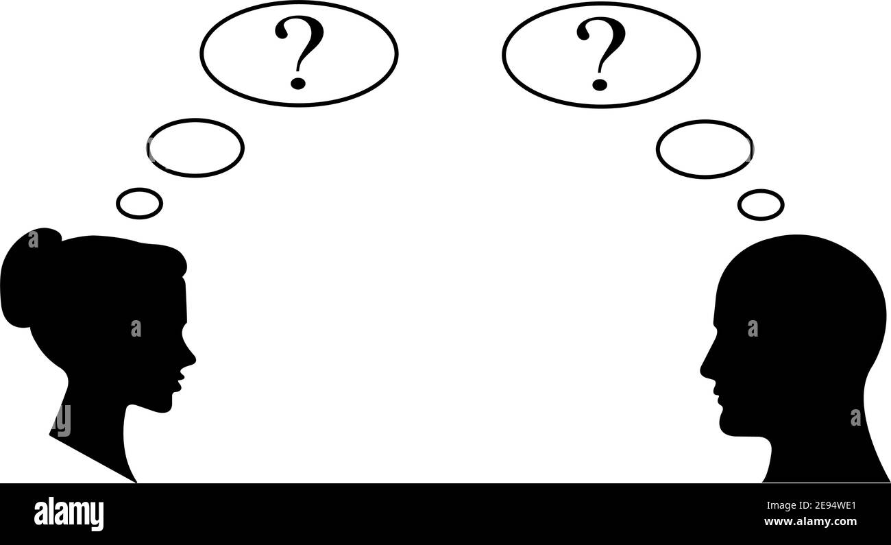 Question Mark, icon business together female and male Stock Vector ...