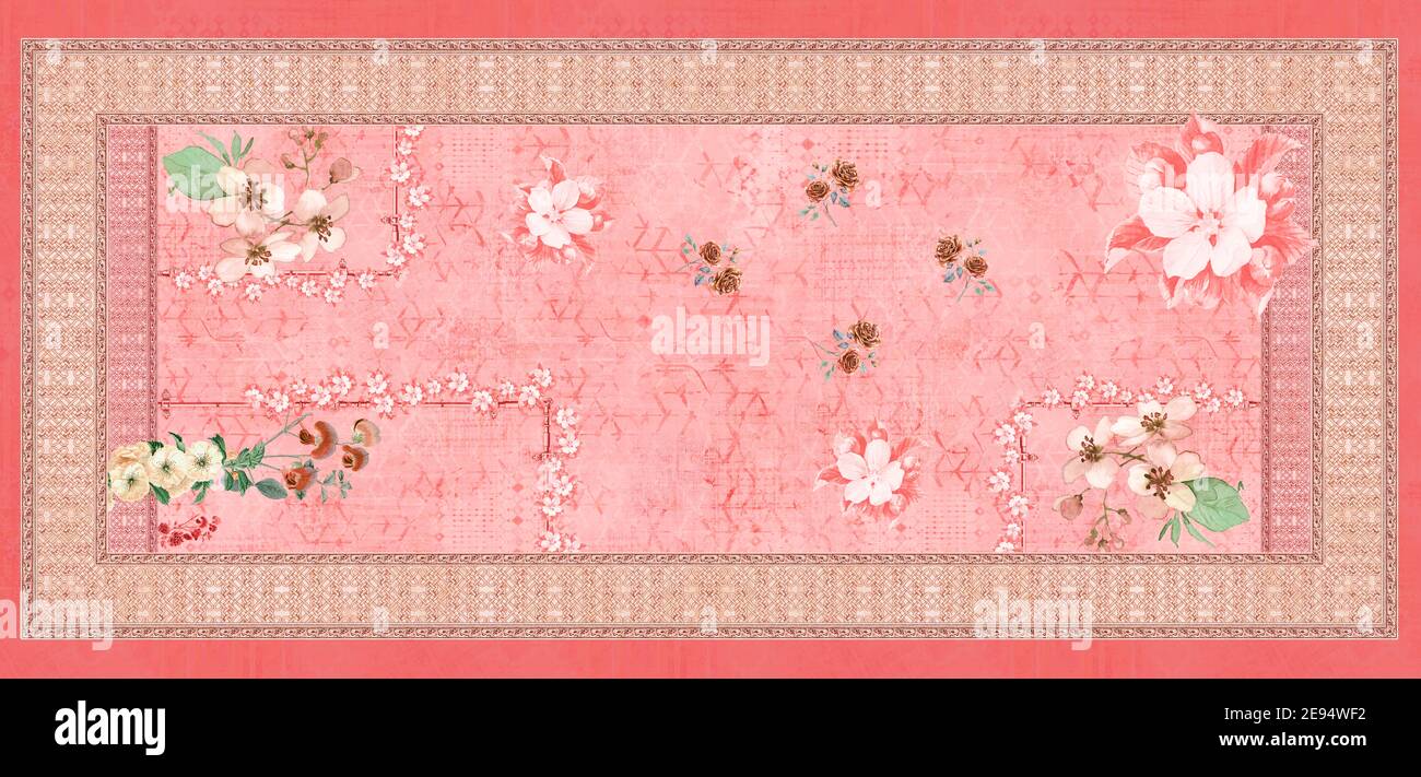 Whole frame illustration of a carpet design with elegant floral ...