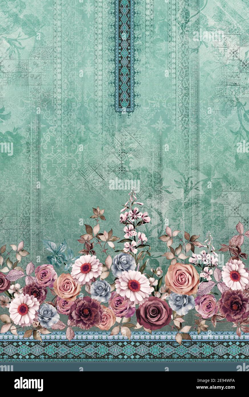 Whole frame illustration of a carpet design with elegant floral ...