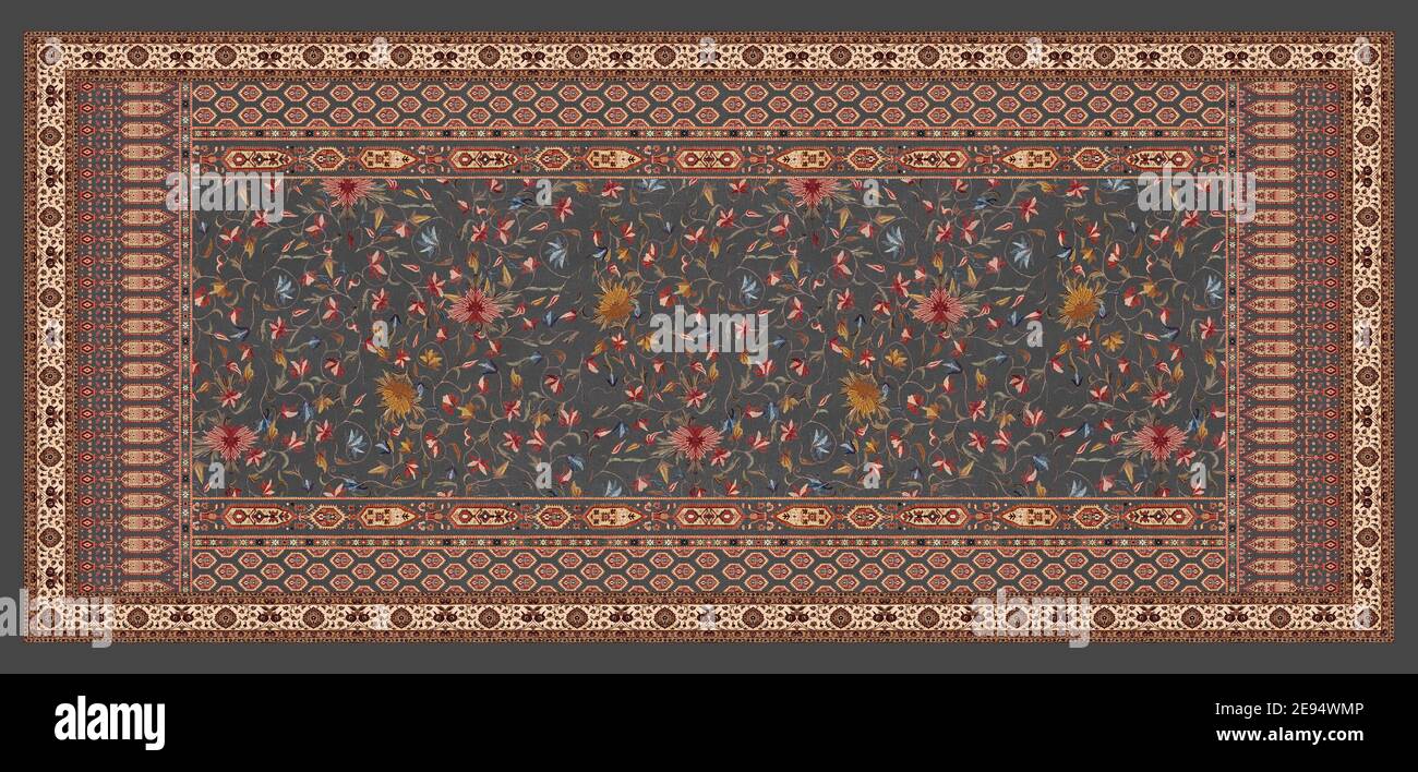 Whole frame illustration of a carpet design with elegant floral ...