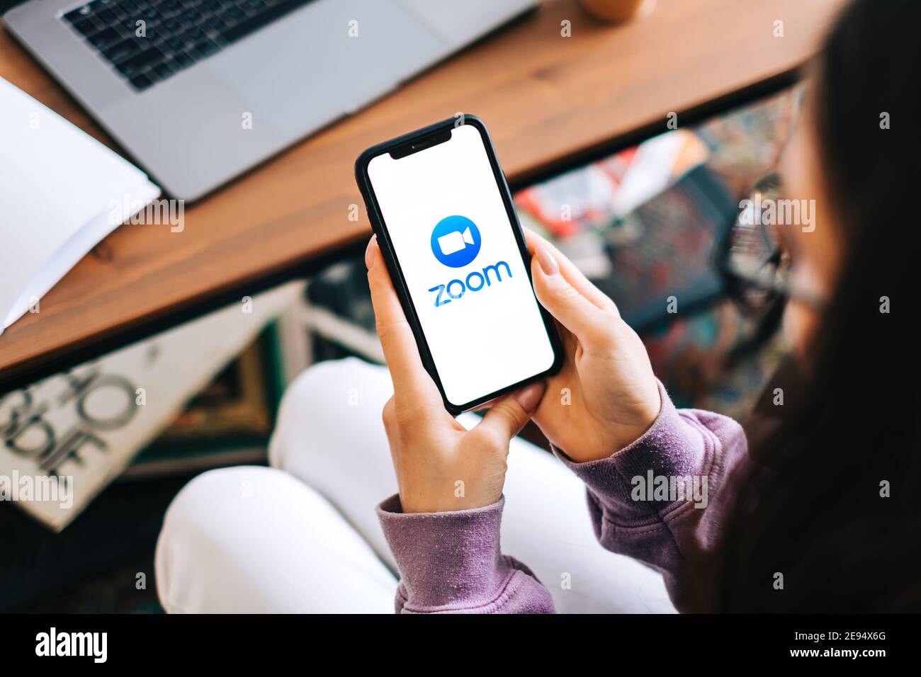Zoom video conference app logo on the smartphone screen Stock Photo - Alamy