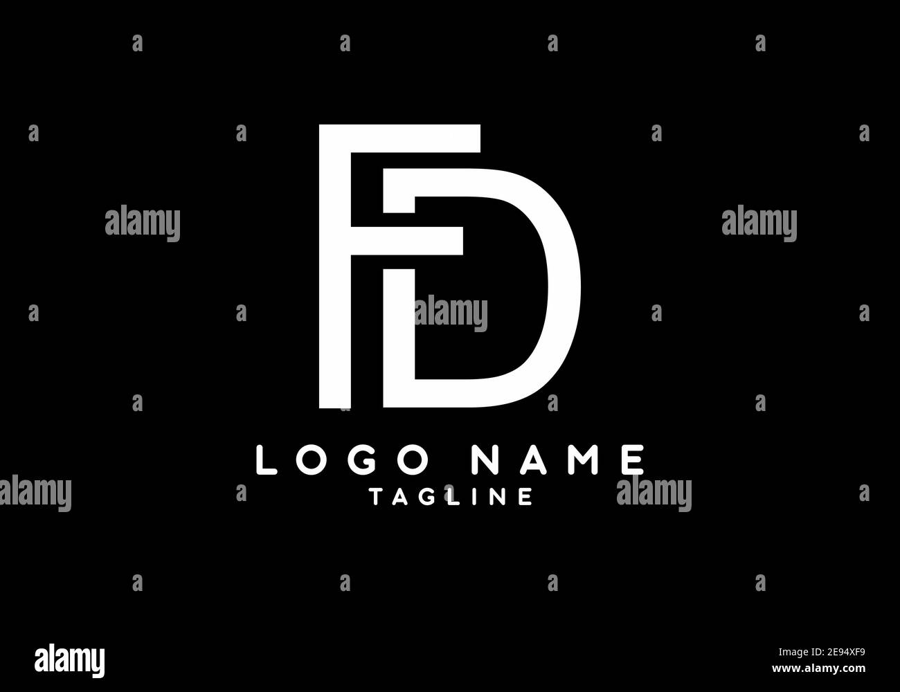 Black white FD initial letter logo design Stock Vector Image & Art - Alamy