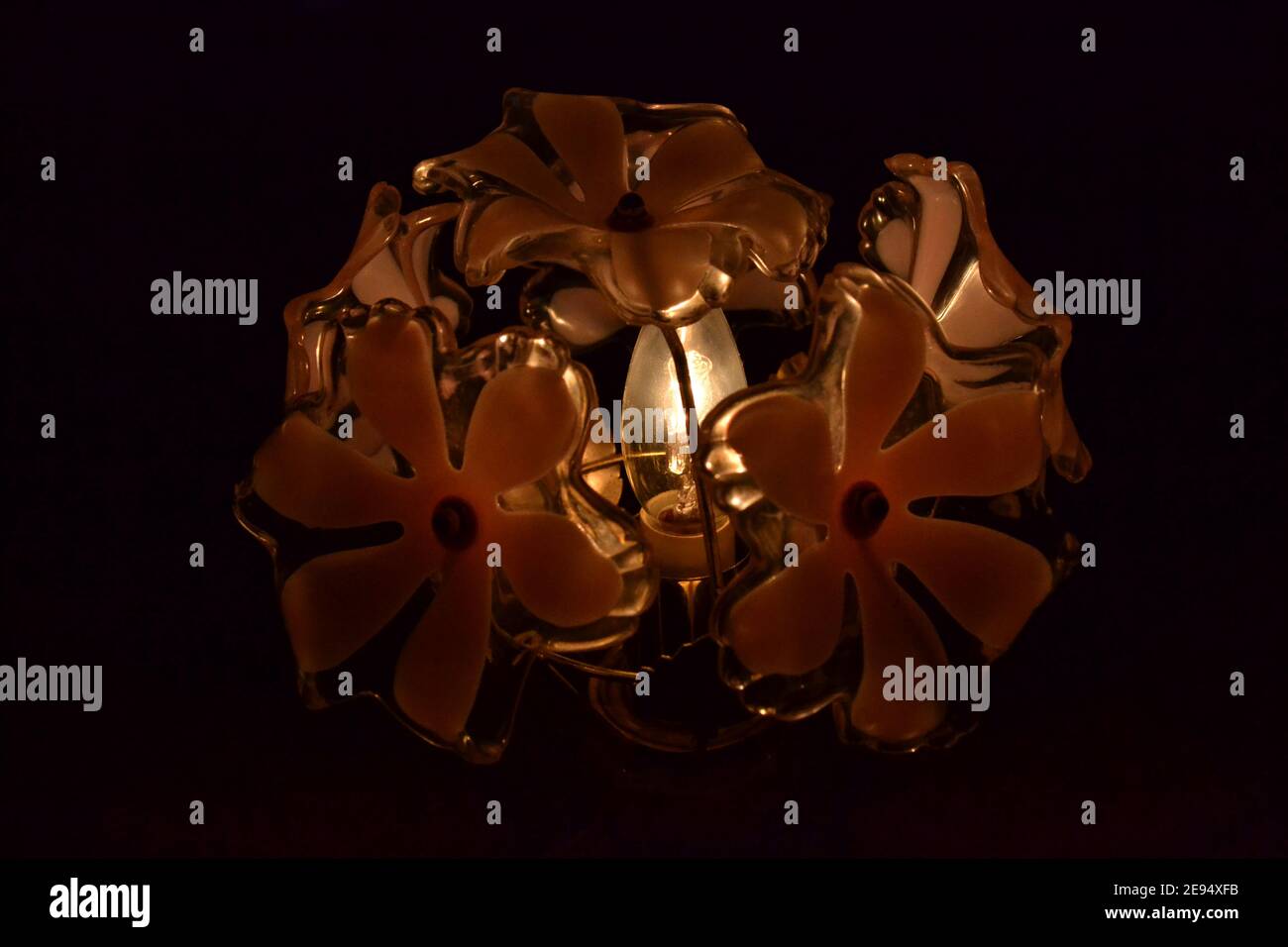 Pink Flower Side Light / Lamp - Switched On - UK Stock Photo - Alamy