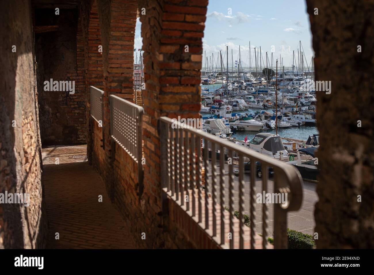 Nettuno. Rome, Italy 02/01/2021: Medieval village and tourist port ...