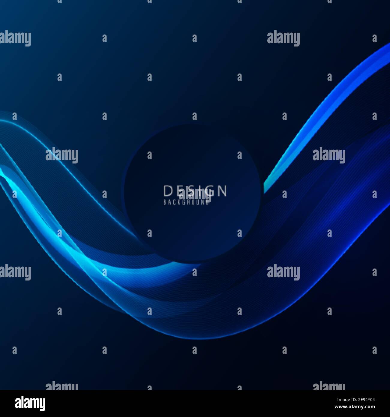 Blue wave design element on dark background. Science or technology ...