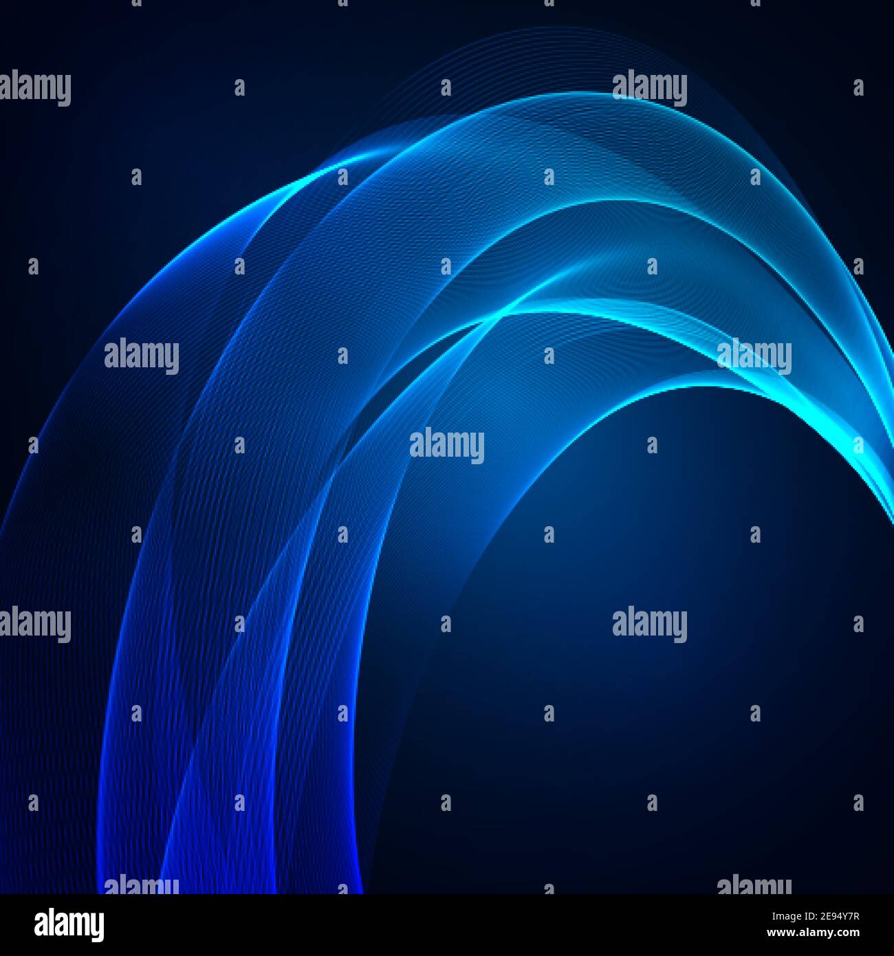 Blue wave design element on dark background. Science or technology ...