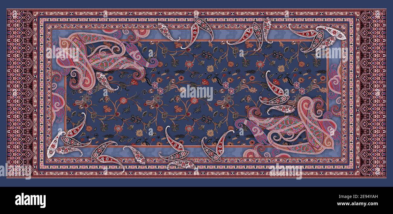 Whole frame illustration of a carpet design with beautiful animal ...