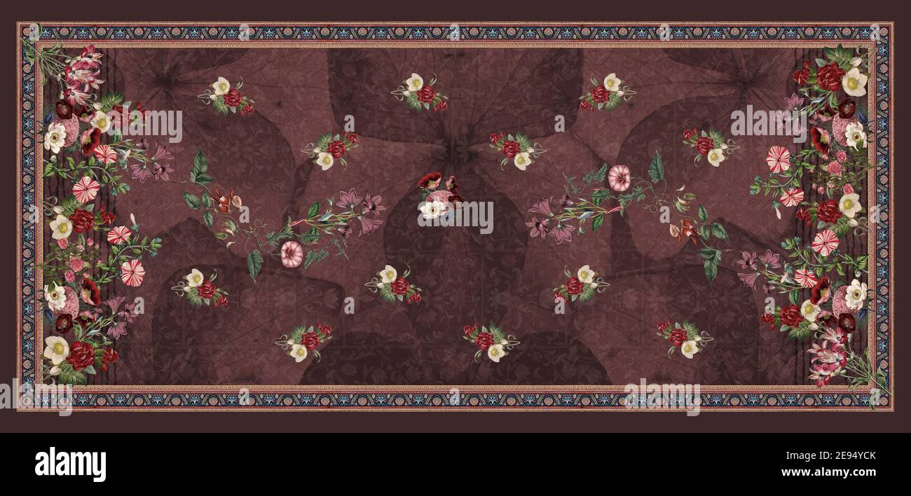 Whole frame illustration of a carpet design with elegant floral ...