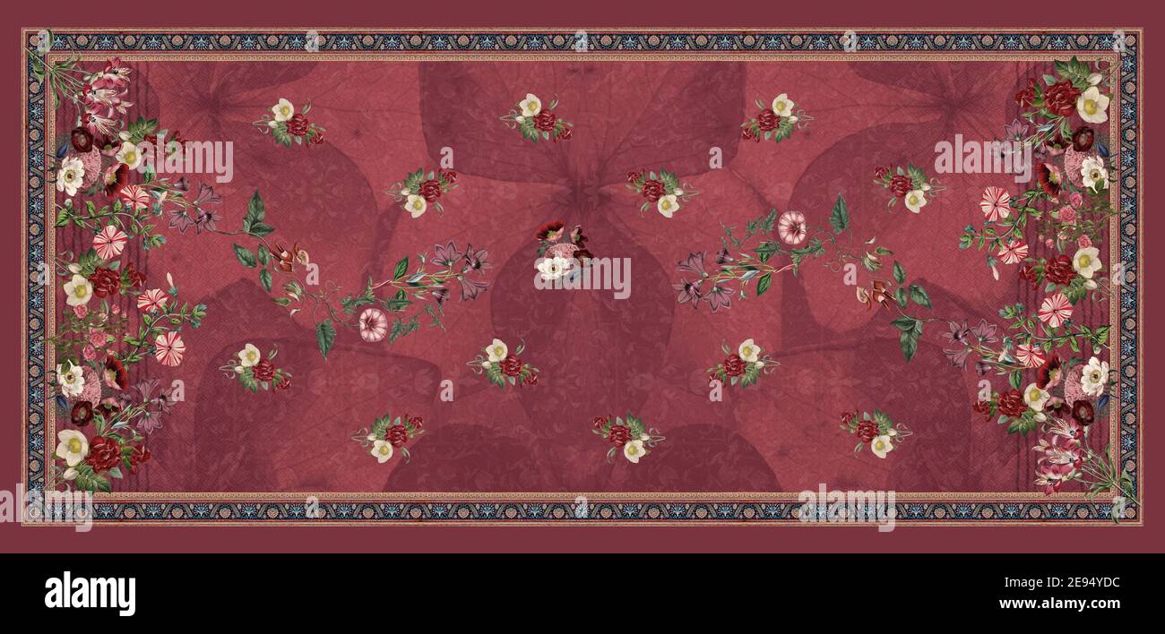 Whole frame illustration of a carpet design with elegant floral ...
