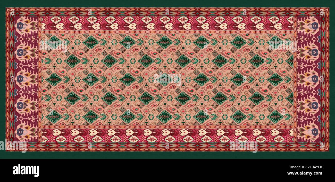 Whole frame illustration of a carpet design with elegant geometrical ...