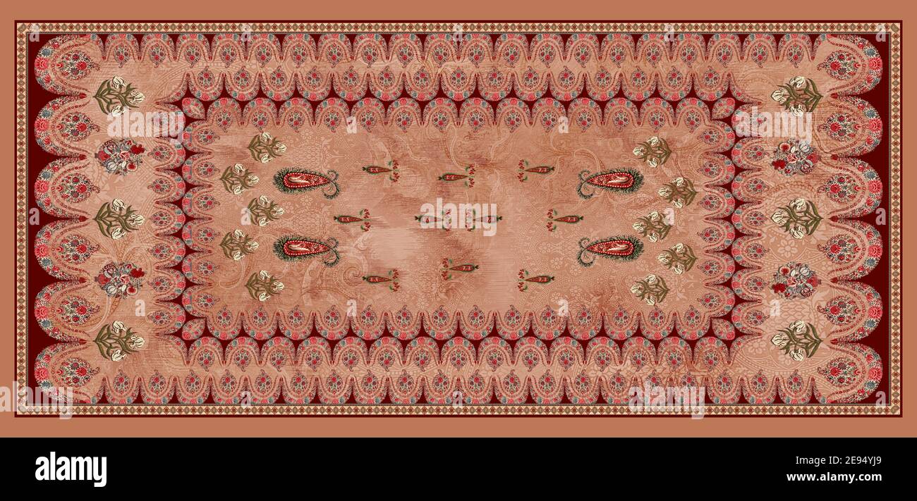 Whole frame illustration of a carpet design with elegant floral ...