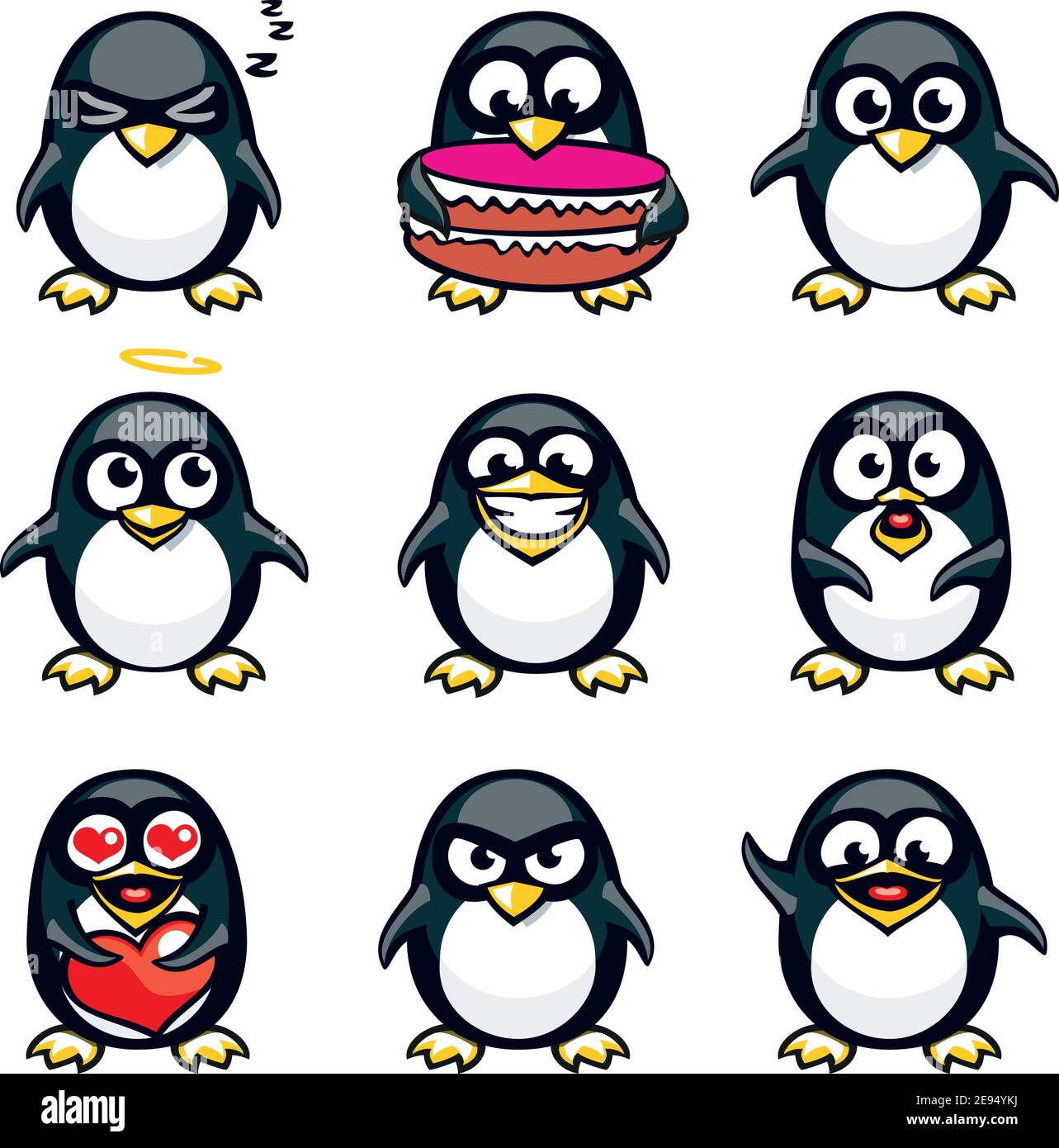 Smiley penguins individually grouped for easy copy-n-paste Stock Vector ...