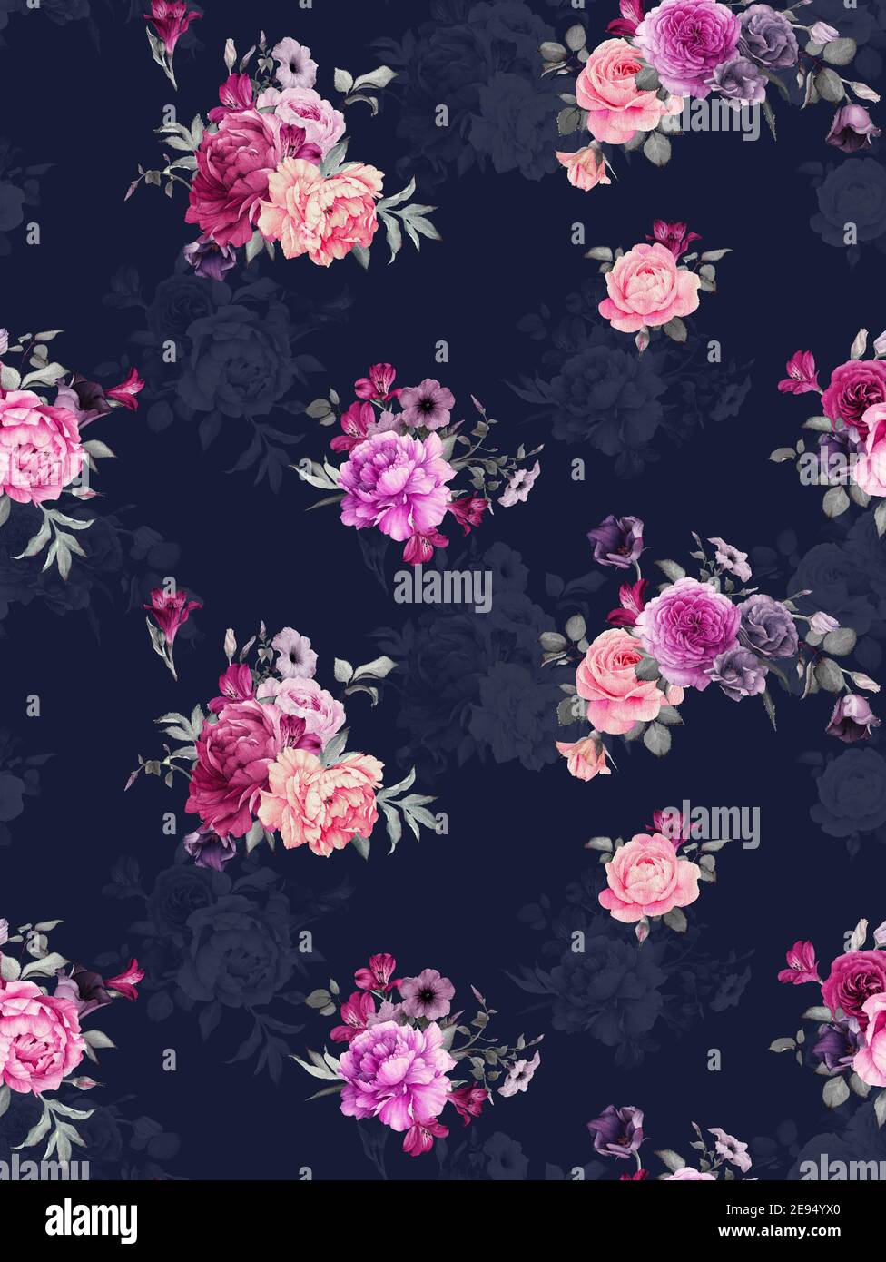 Whole frame illustration of elegant floral patterns on the fabric with ...