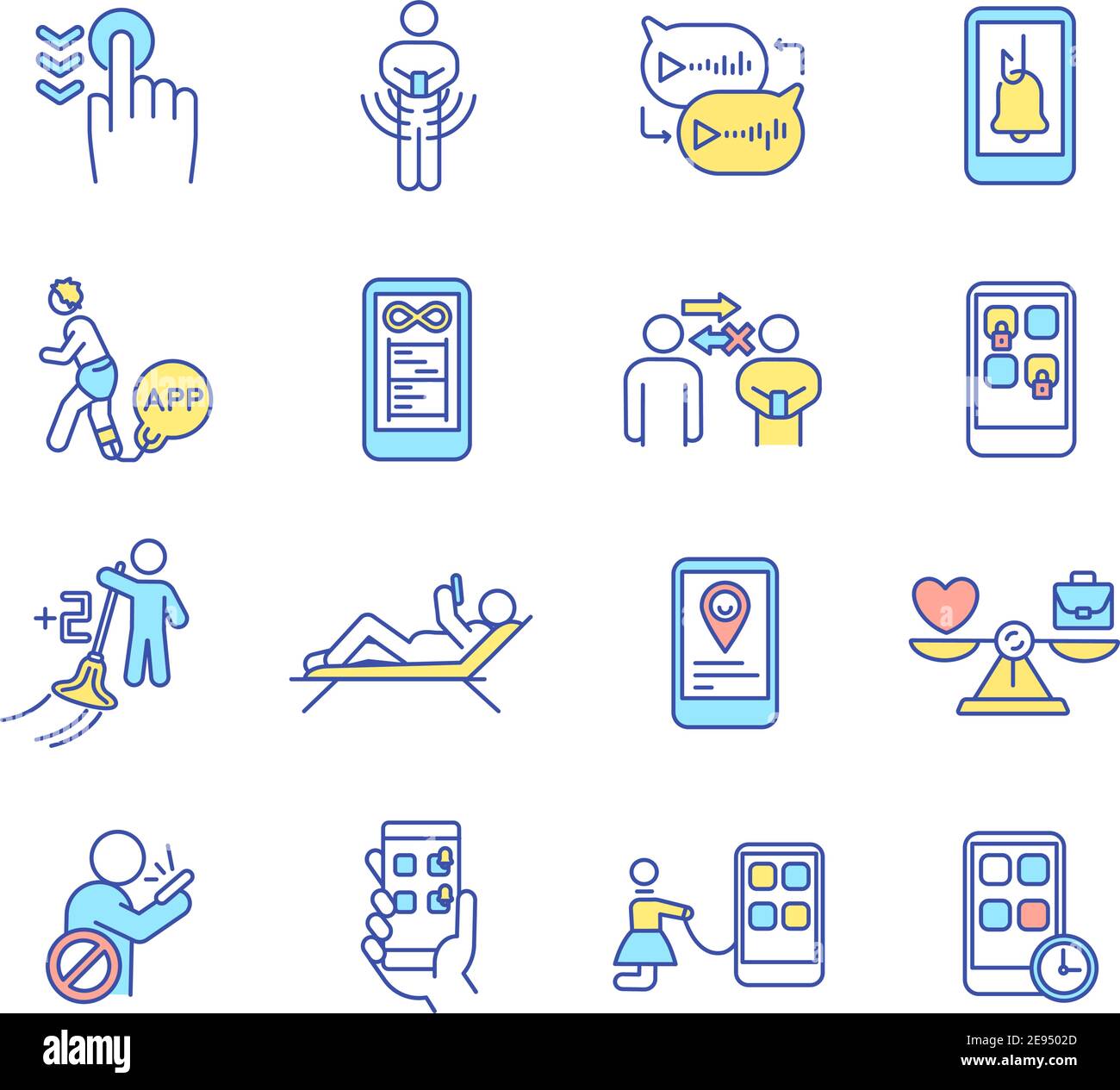 Gadget addiction RGB color icons set Stock Vector Image & Art - Alamy