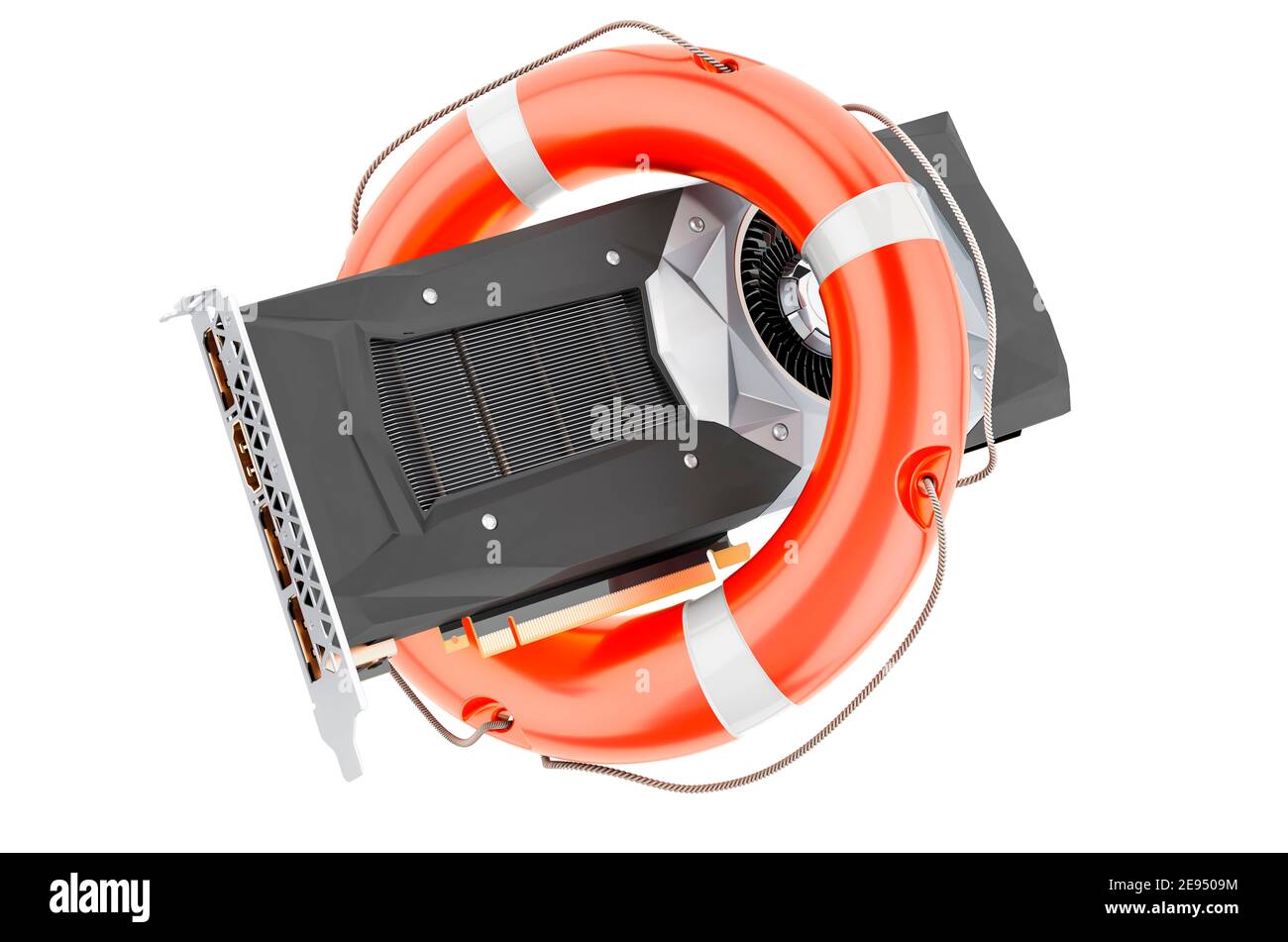 Repair and Service of video card GPU, 3D rendering isolated on white ...
