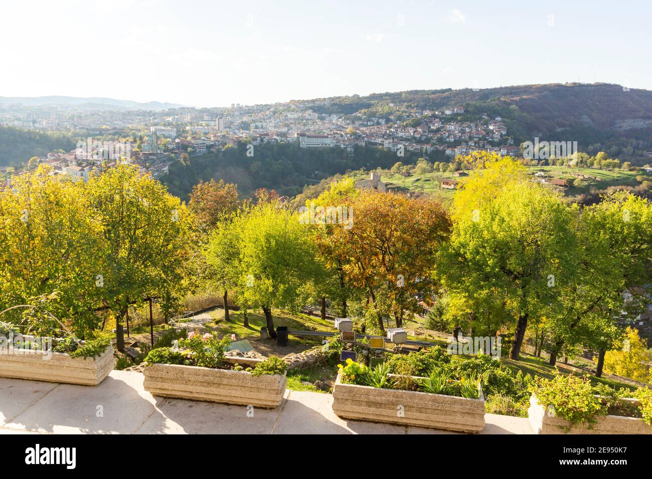 Sunset view of Ruins of The capital city of the Second Bulgarian Empire ...