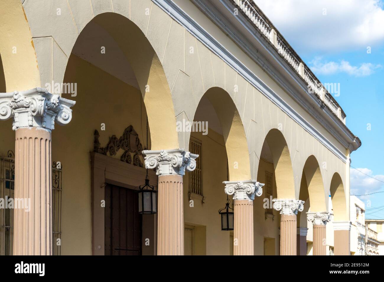 Colonial style porch located in the Leoncio Vidal Park in Santa Clara ...