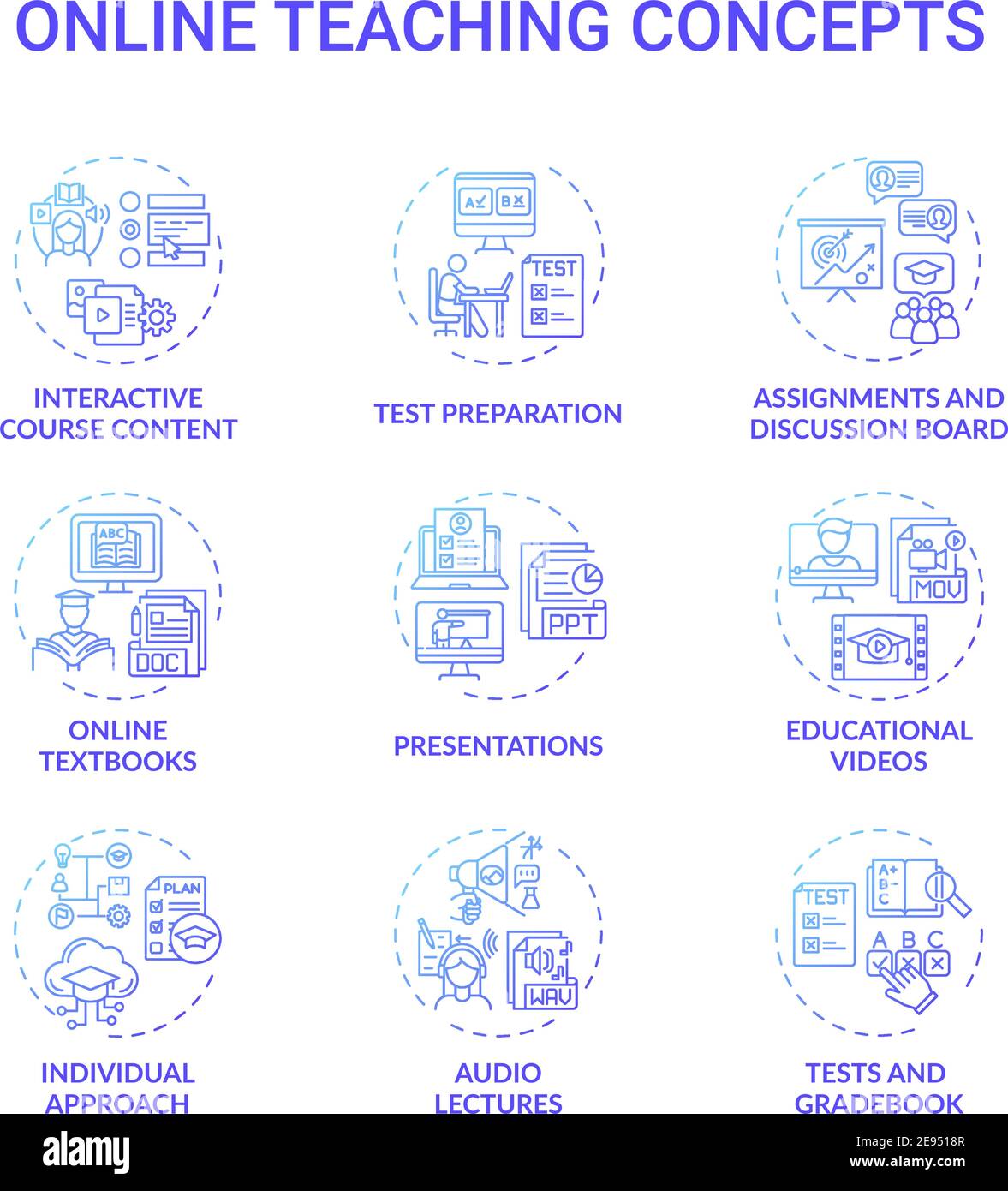 Online teaching concept icons set Stock Vector Image & Art - Alamy