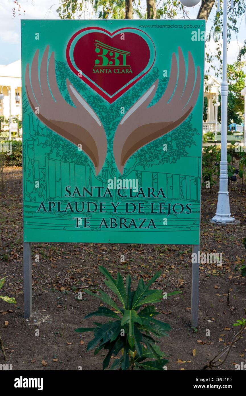 Sign celebrating the 331 Anniversary of the Santa Clara city, Cuba ...