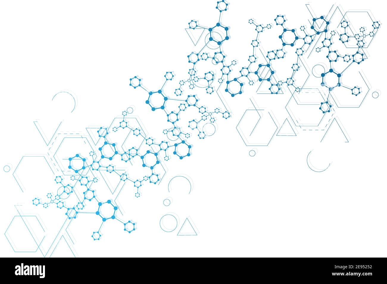 Science network pattern, connecting lines and dots. Technology hexagons ...