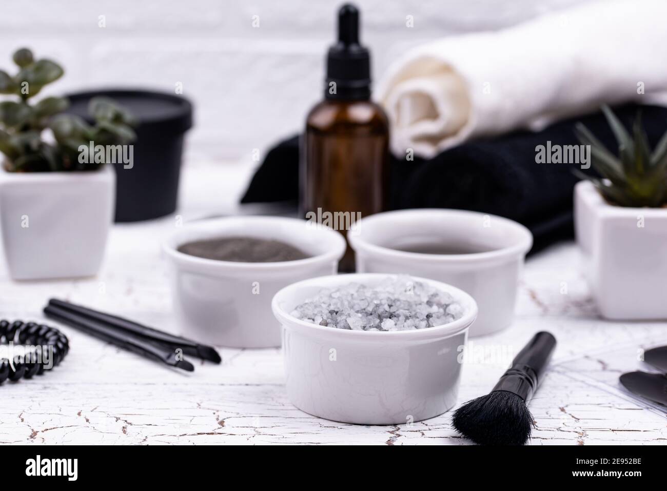 Set of black charcoal detox cosmetics Stock Photo - Alamy