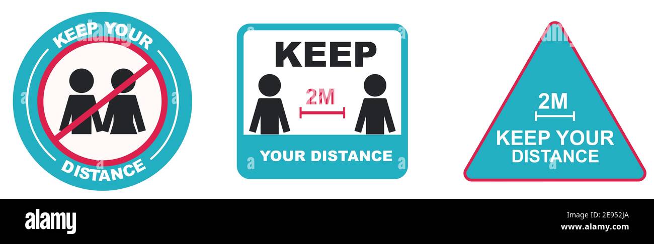 Illustration of three different floor stickers of social distancing ...