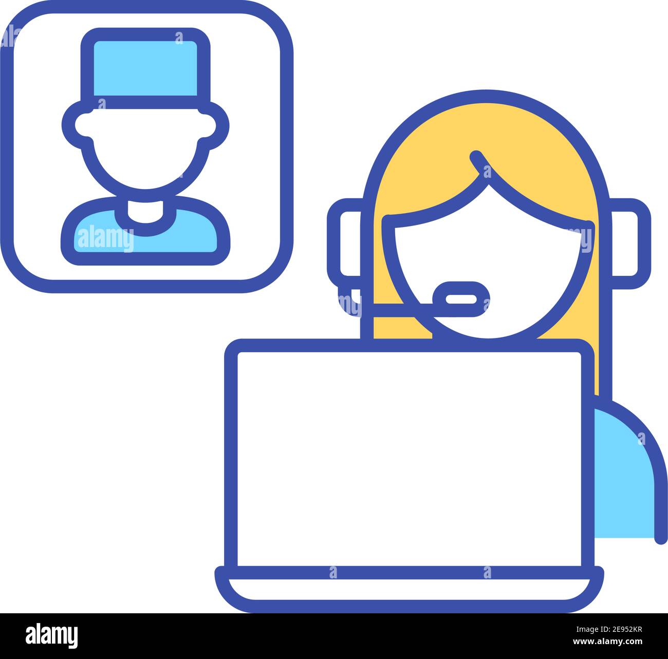 Virtual meeting between patient and doctor RGB color icon Stock Vector ...