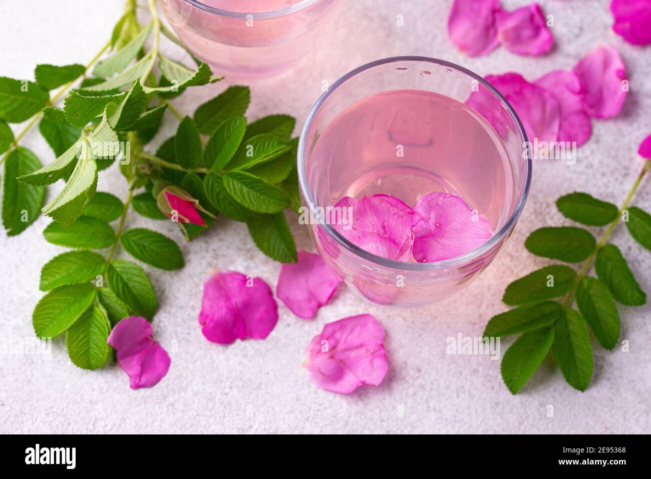 Pink rose water, summer healthy drink Stock Photo - Alamy