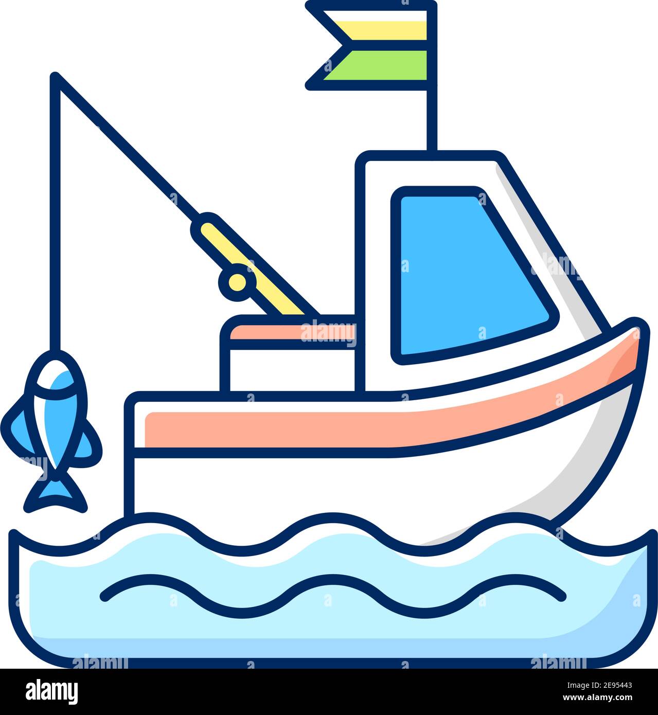 Boat fishing RGB color icon Stock Vector Image & Art - Alamy