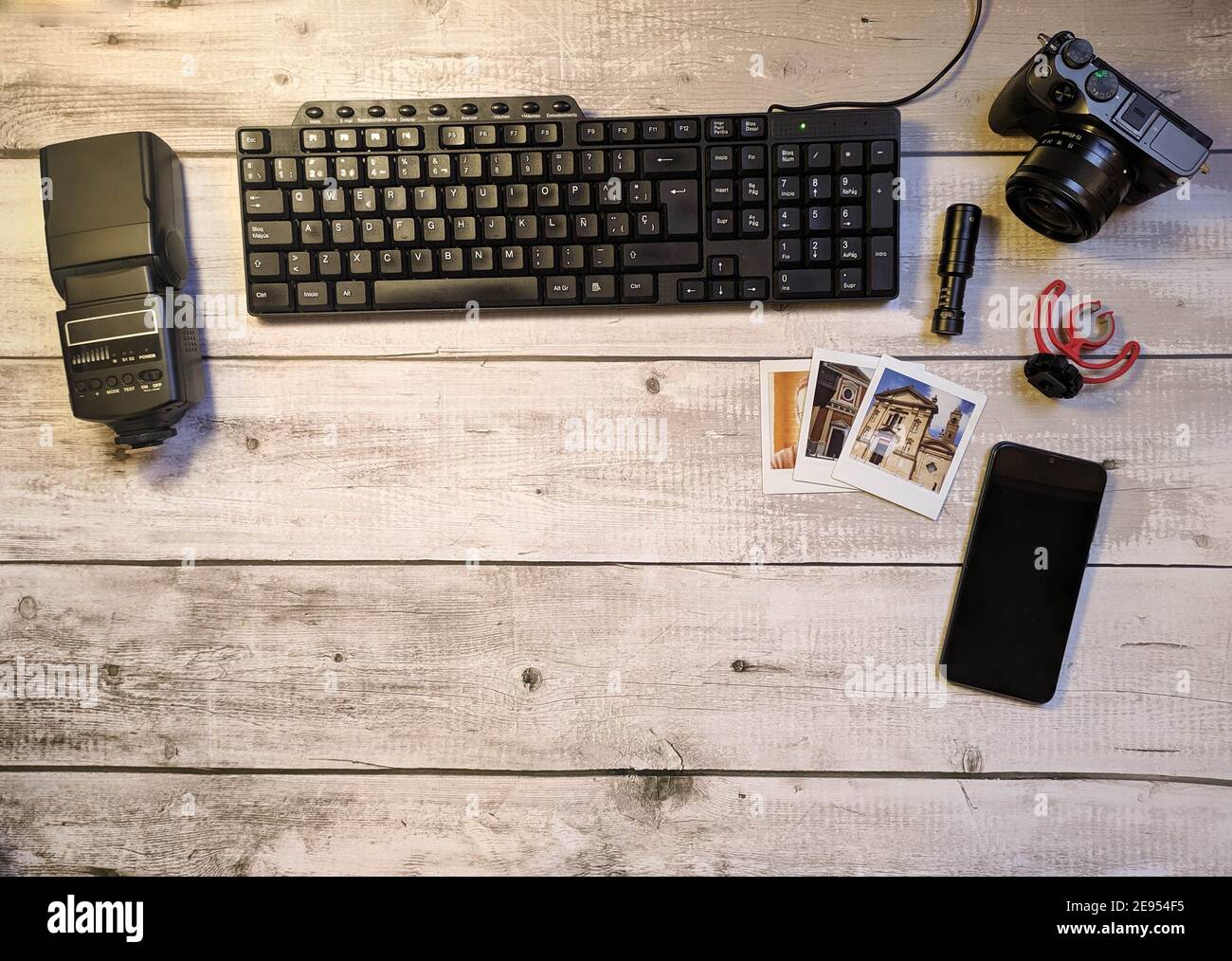 flat desktop office at home Stock Photo - Alamy