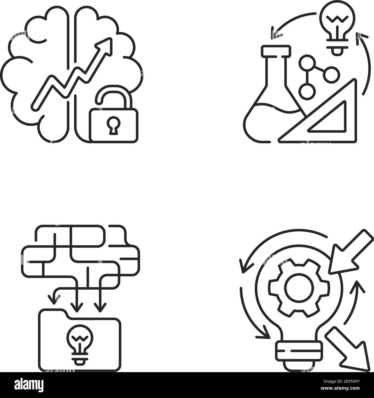 Creative thinking linear icons set Stock Vector Image & Art - Alamy