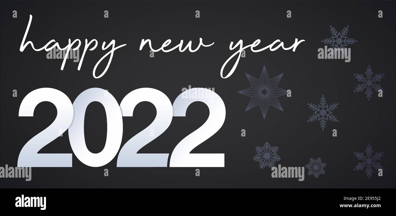 Happy new year 2022 vector ornament. With snowflakes. Black Background ...