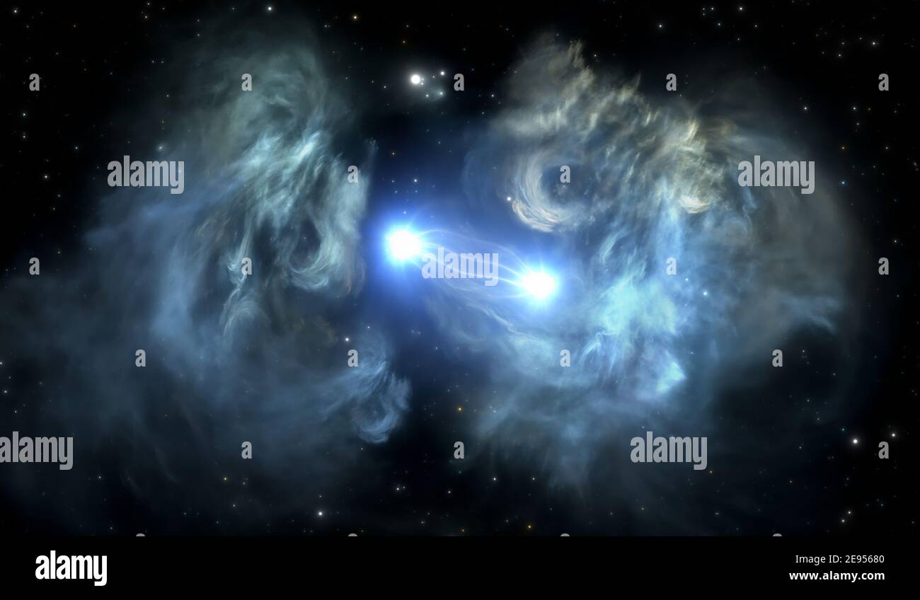 Systems of two stars orbit around a common centre of mass. 3d ...